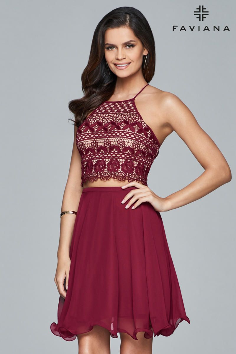 French Novelty: Faviana Glamour S8066 Lace 2 Piece Short Homecoming Dress