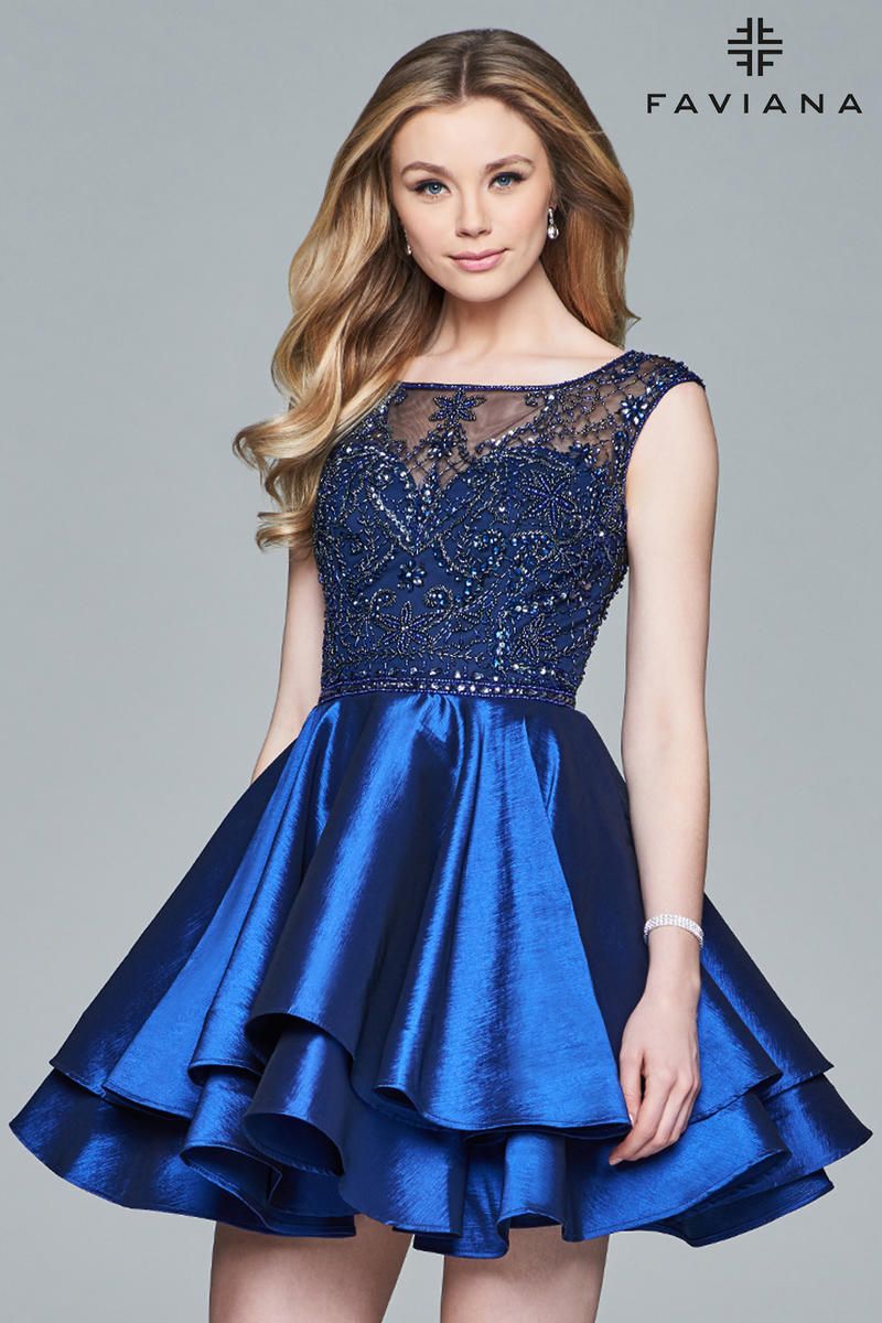 French Novelty: Faviana Glamour S8069 Sheer Beaded Short Party Dress