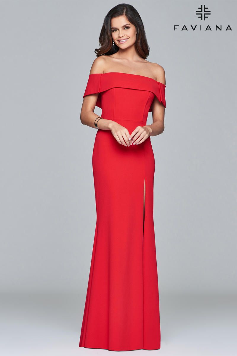 French Novelty: Faviana Glamour S8085 Off Shoulder Gown with High Slit